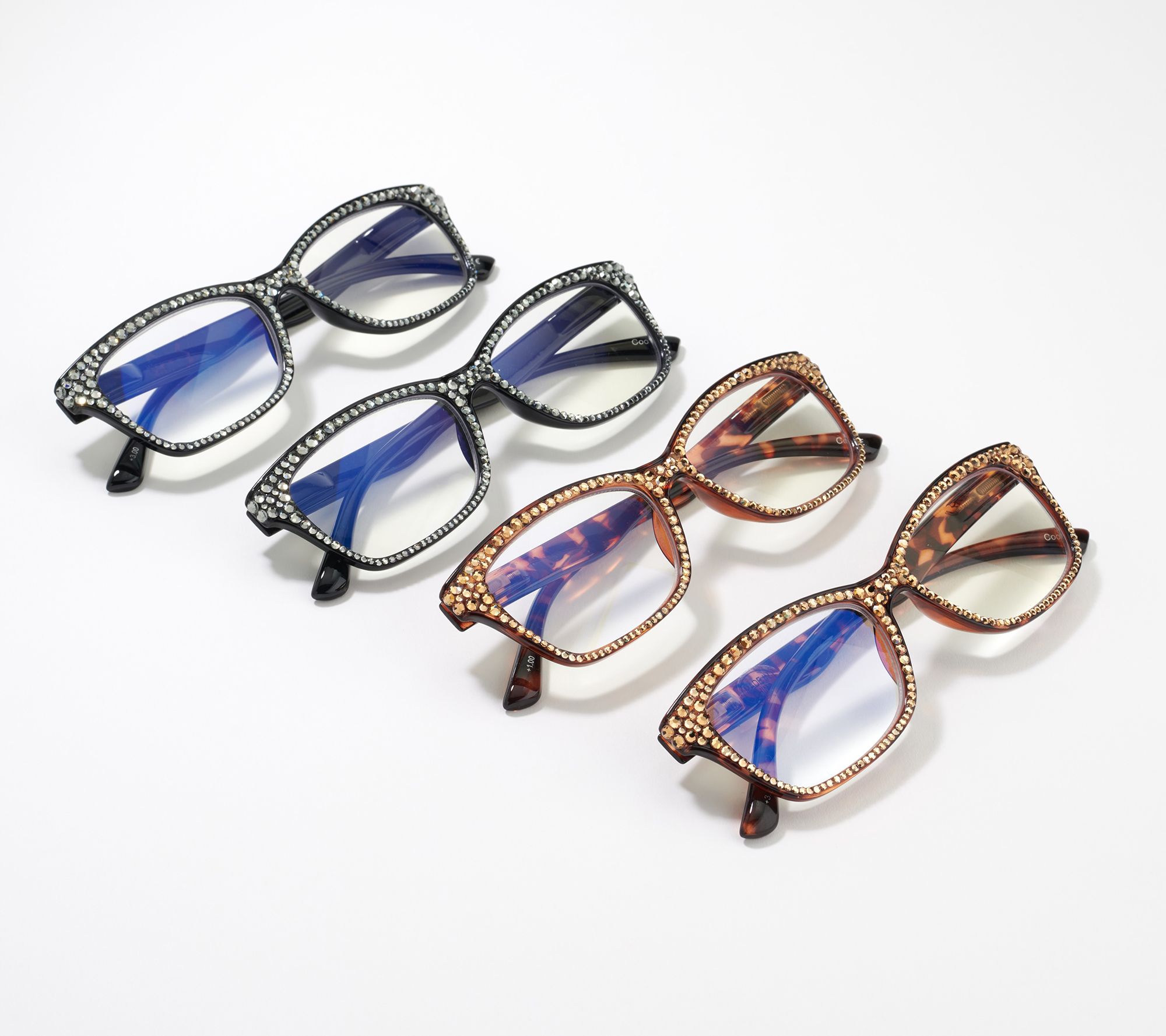 Kirks Folly Clear Crystal Blue Blocking Readers, Strength 0-3.5 - QVC.com