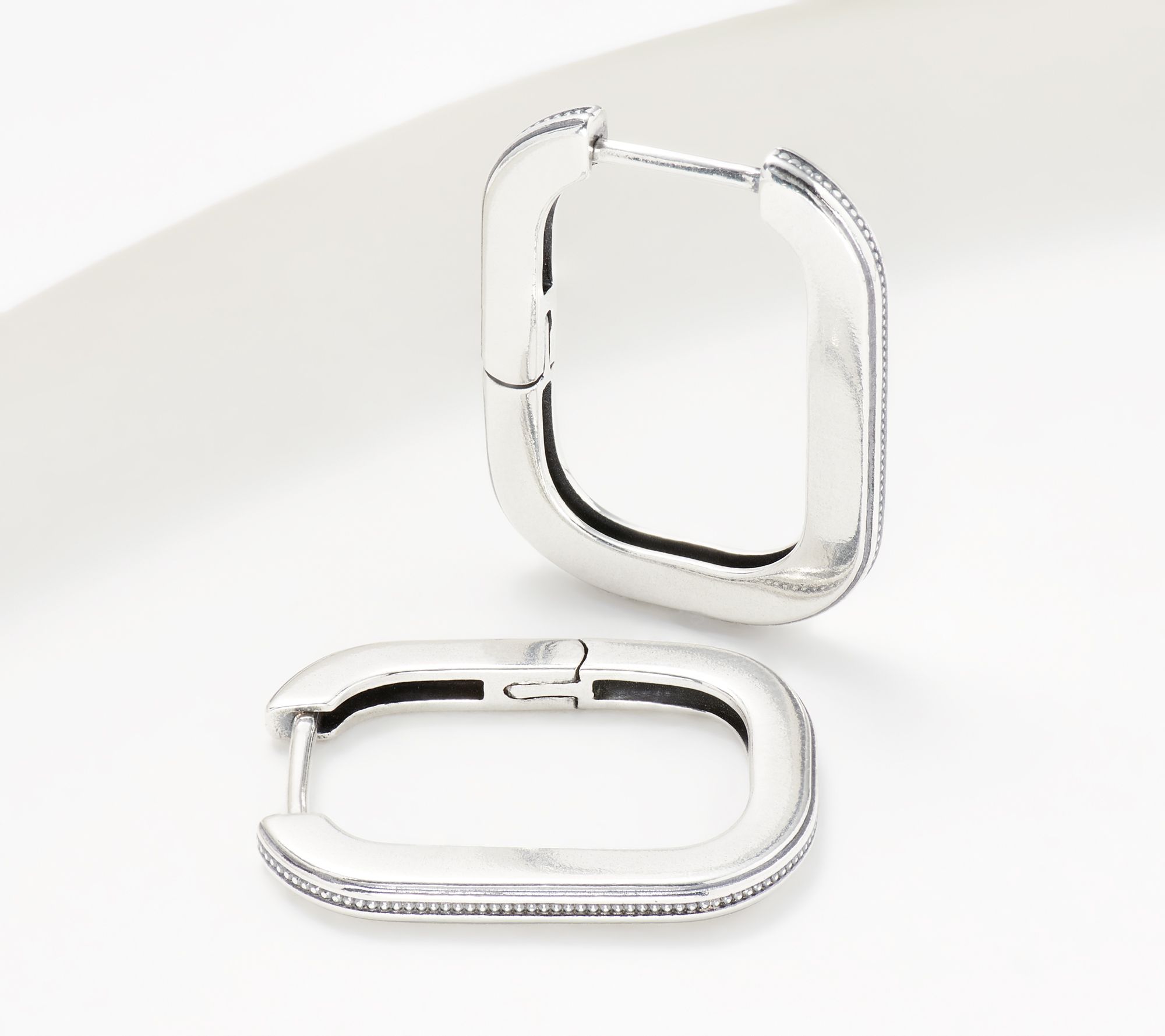 "As Is" Or Paz Sterling silver Signature Rectangular Huggie Hoops - QVC.com