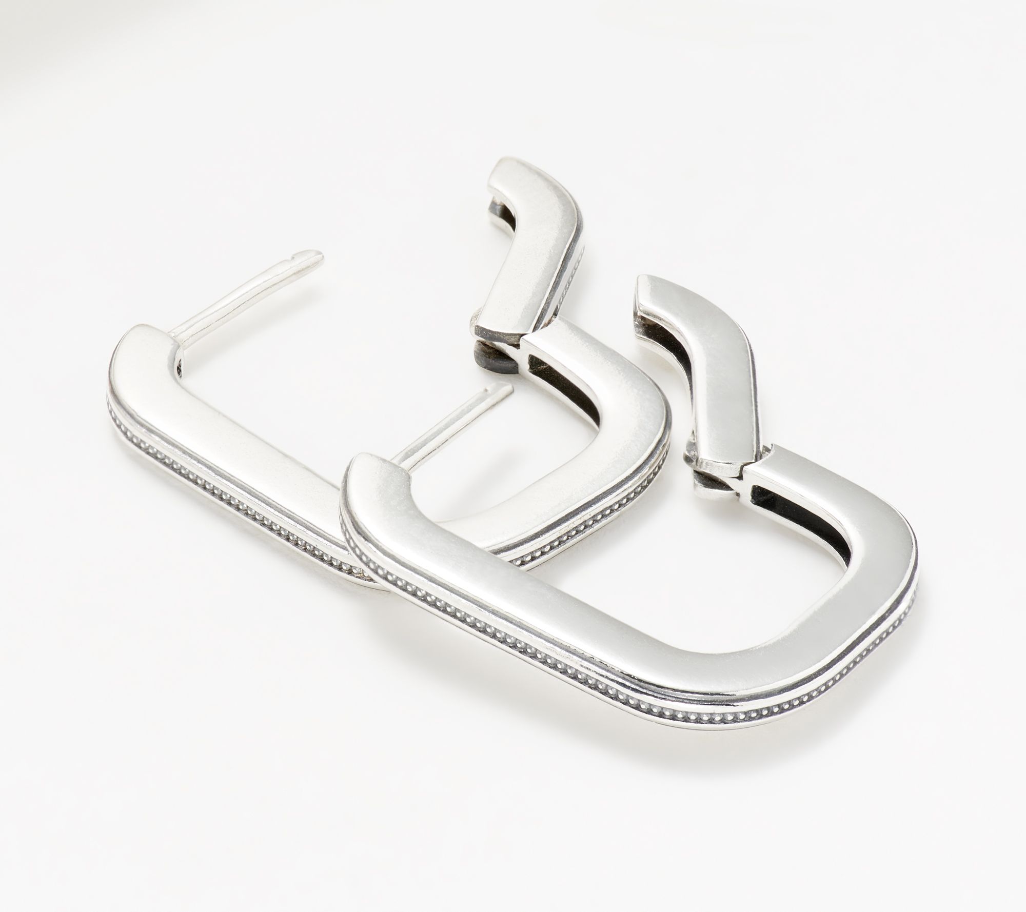 "As Is" Or Paz Sterling silver Signature Rectangular Huggie Hoops - QVC.com