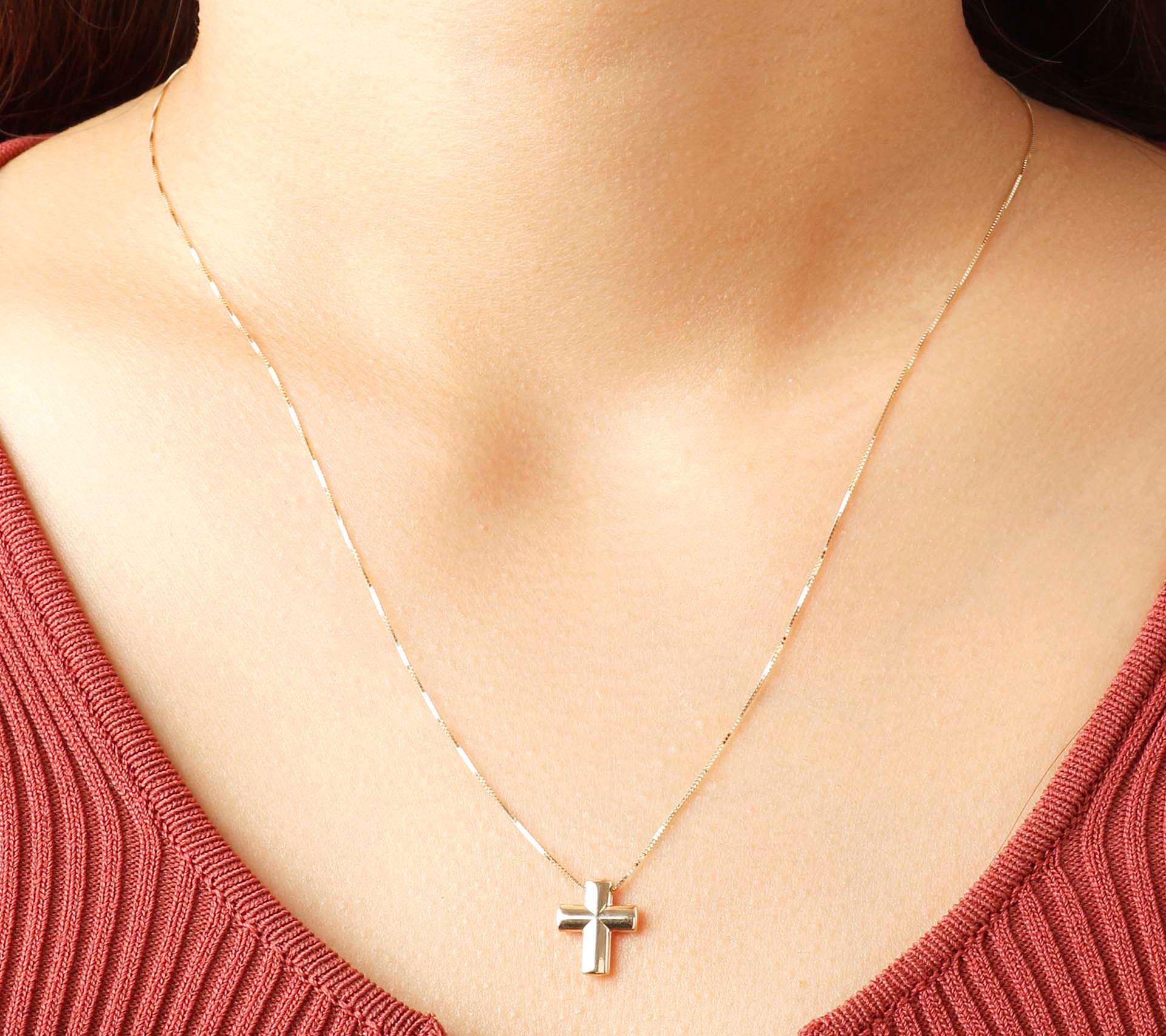 EternaGold Polished Petite Cross Necklace, 14Kold - QVC.com