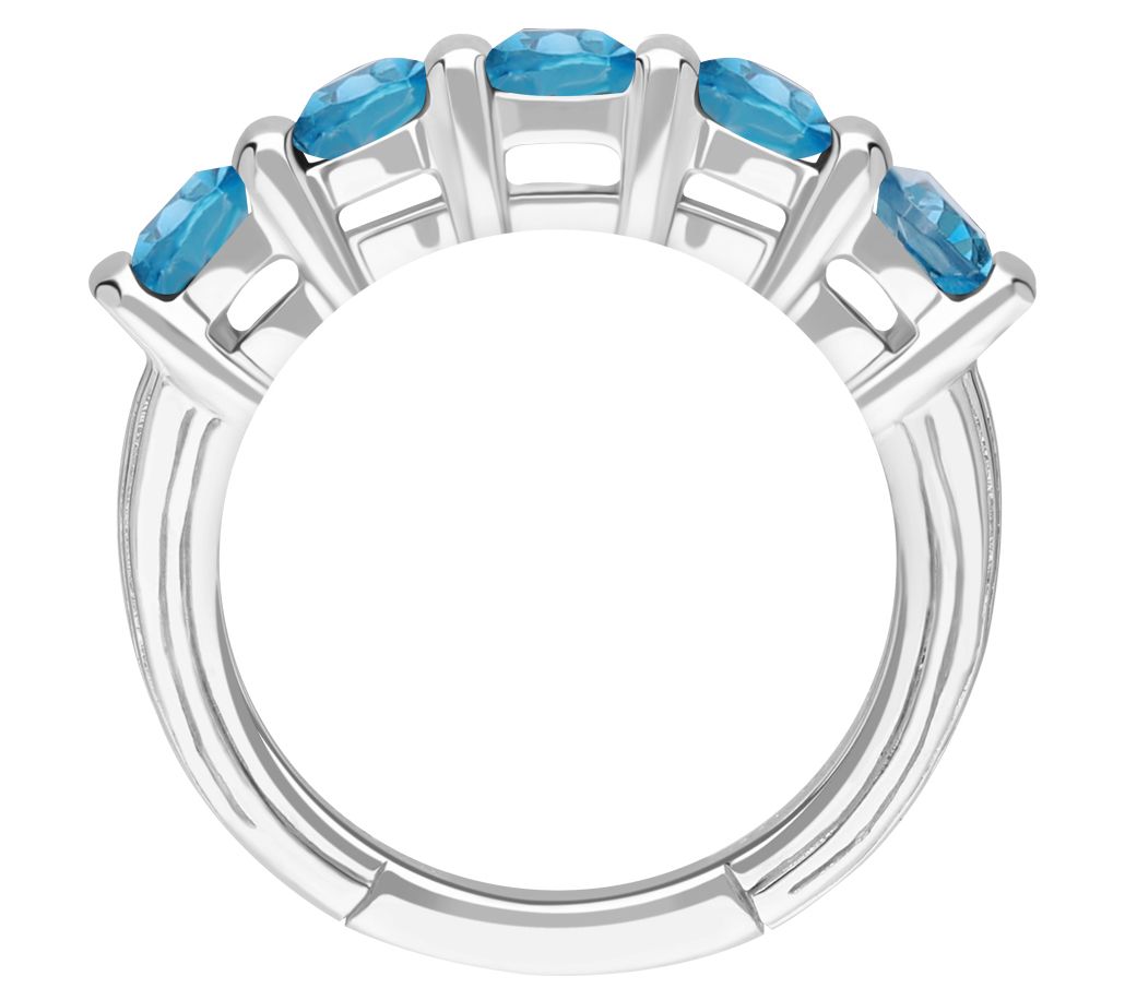 Ariva Sterling Silver Oval Blue Topaz Band Ring - QVC.com
