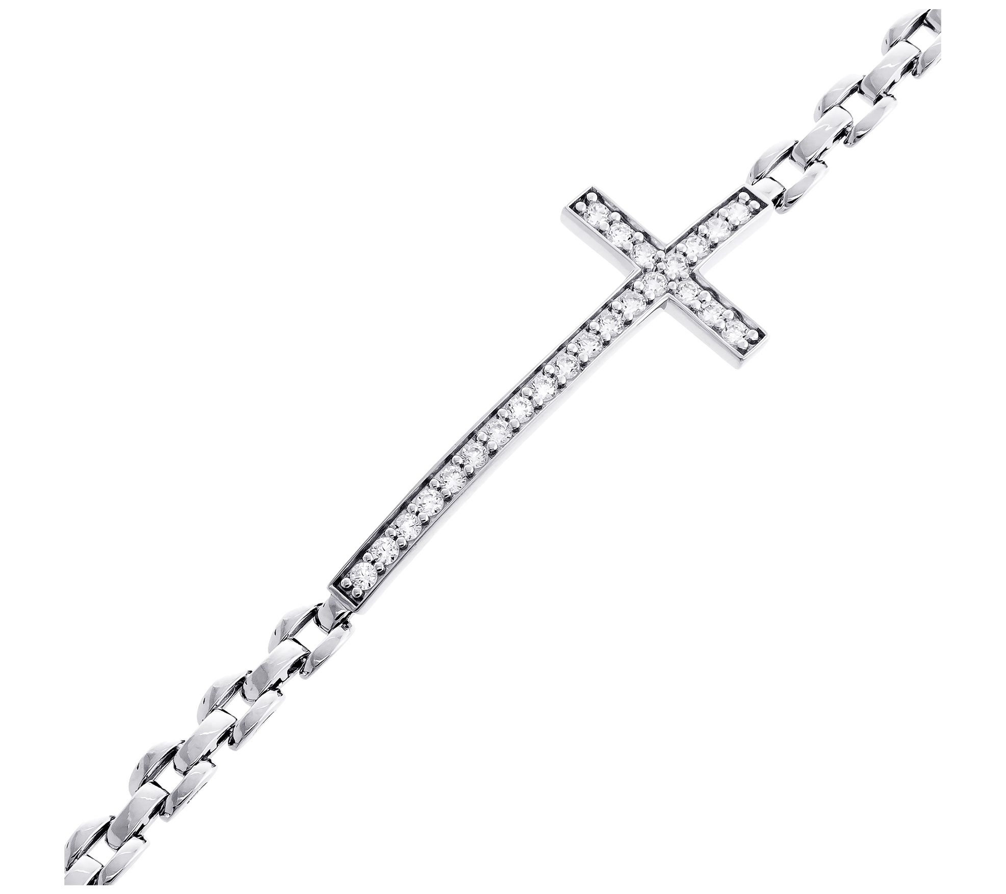 Diamonique 0.80 cttw Pave Cross Bracelet, Sterling Silver - QVC.com