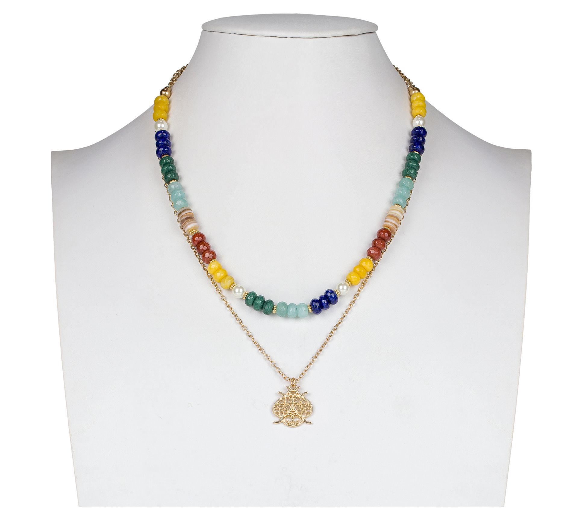 Patricia Nash Colorful Bead & Bee Layered Necklace - QVC.com