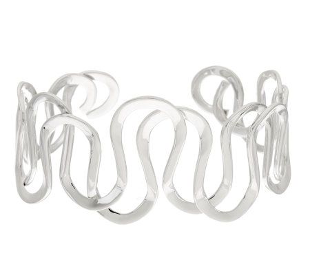 Artisan Crafted Bold Sterling Polished Wave Average Cuff, 24.5g - QVC.com