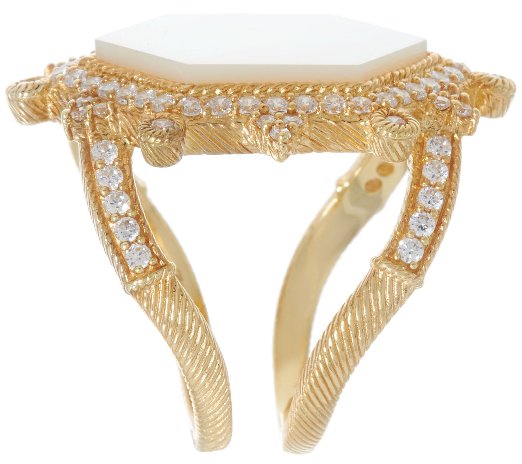 Judith Ripka 14K Clad Diamonique & Mother of Pearl Ring - QVC.com