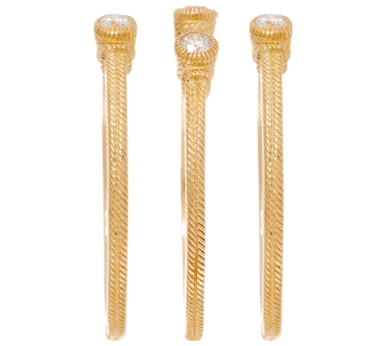 Judith Ripka 14K Set of 3 1/8 cttw Diamond Stack Rings - QVC.com