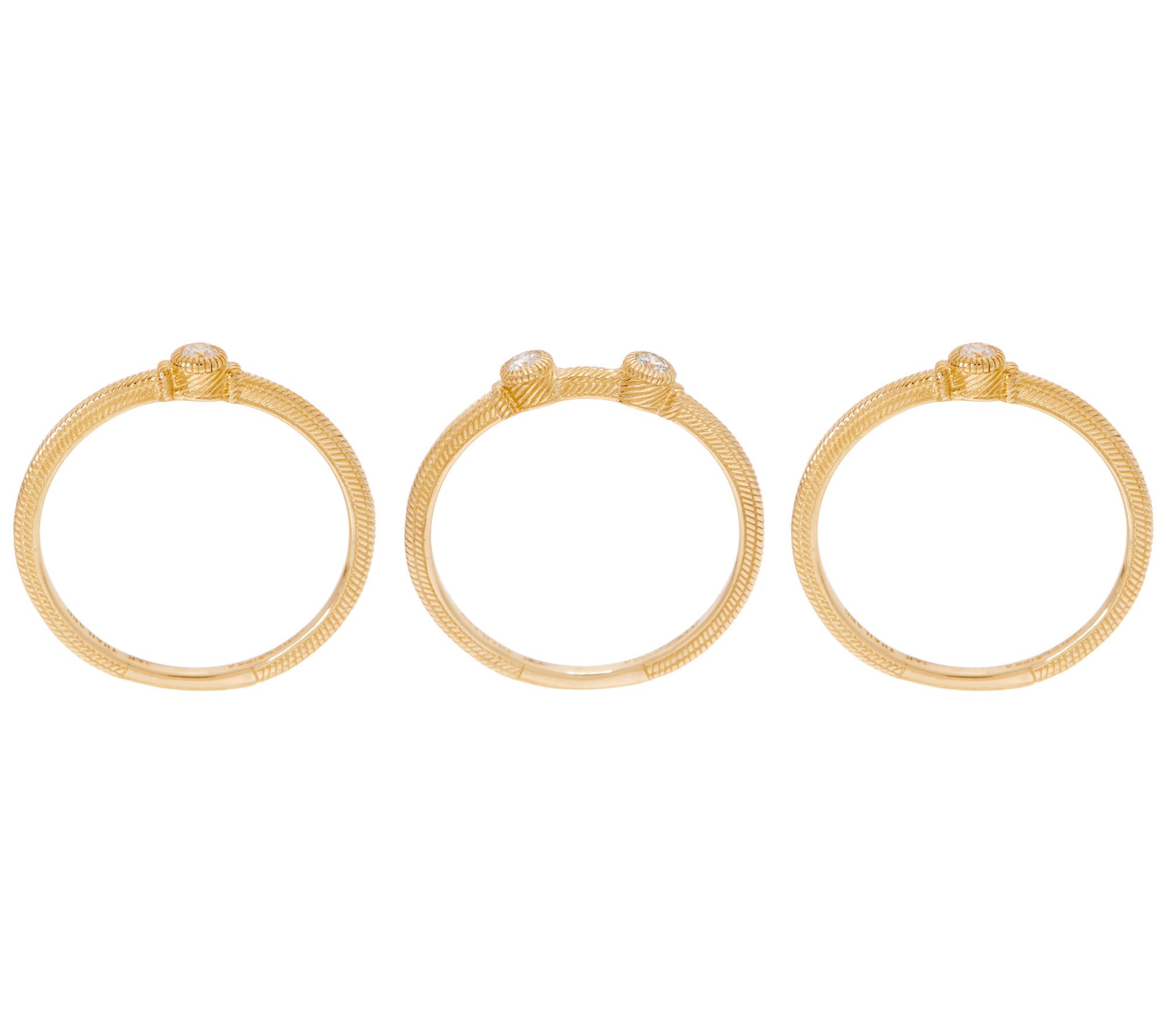 Judith Ripka 14K Set of 3 1/8 cttw Diamond Stack Rings - QVC.com