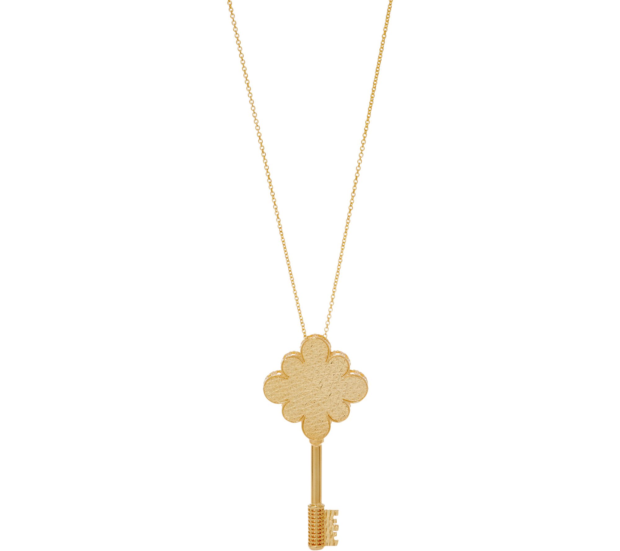 Italian Gold Open Work Key with 30" Chain 14K Gold 6.5g - QVC.com