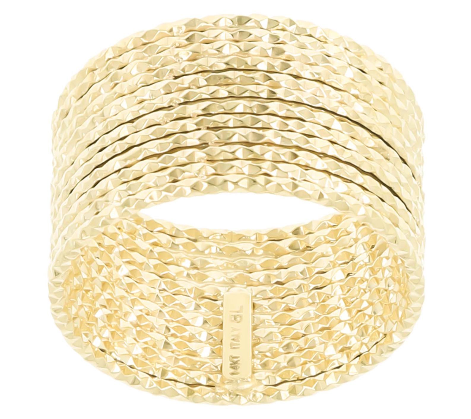 Italian Gold Diamond Cut Multi-Row Wide Band Ring, 14K Gold - QVC.com