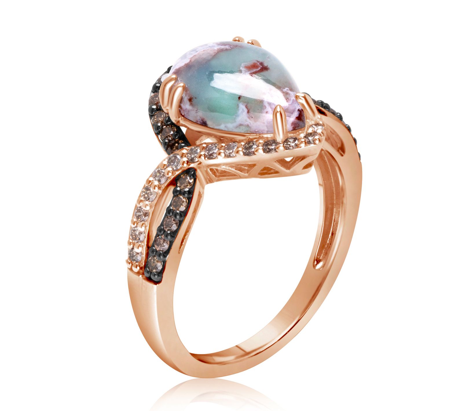 "As Is" Gem Discoverer Pear-Cut Aquaprase & Diamond Ring - QVC.com