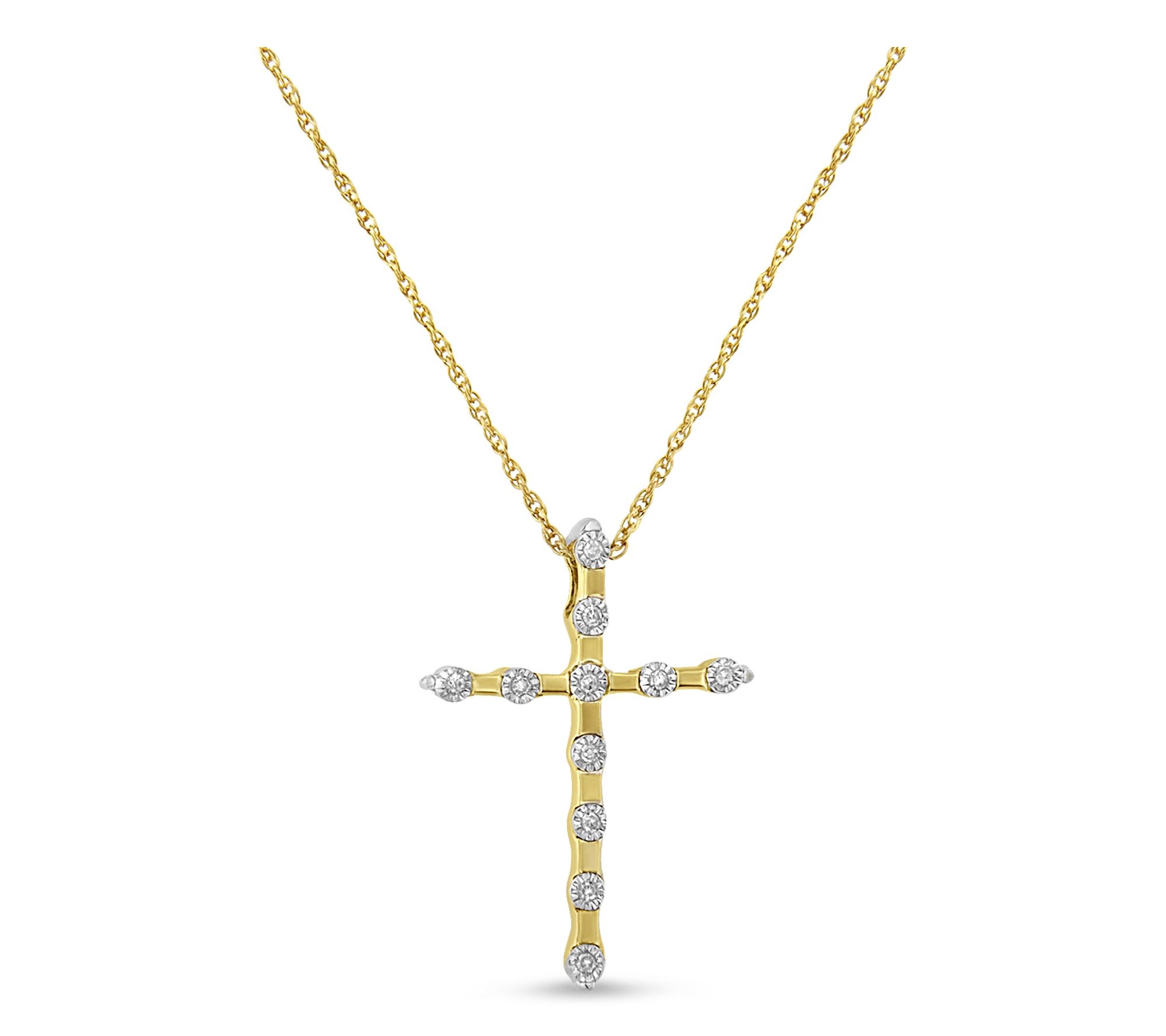 Haus of Brilliance Diamond Accent Cross Necklace, 10K Plated - QVC.com