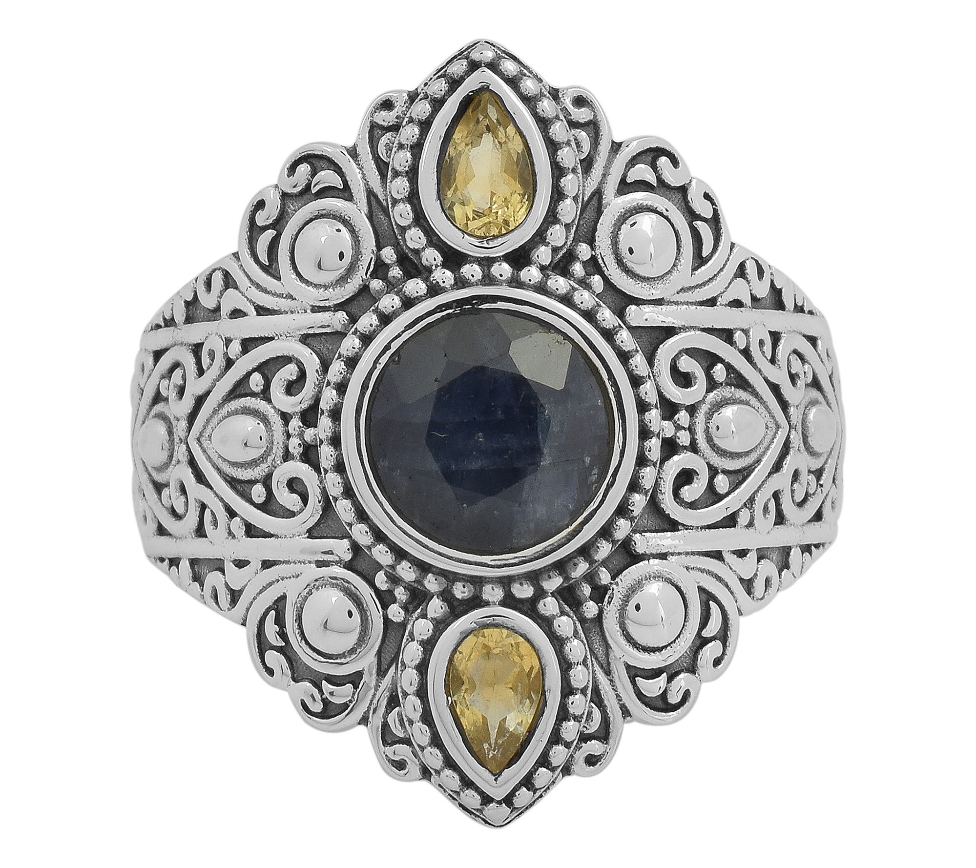Artisan Crafted Sterling Silver Citrine & Sapphre Ring - QVC.com