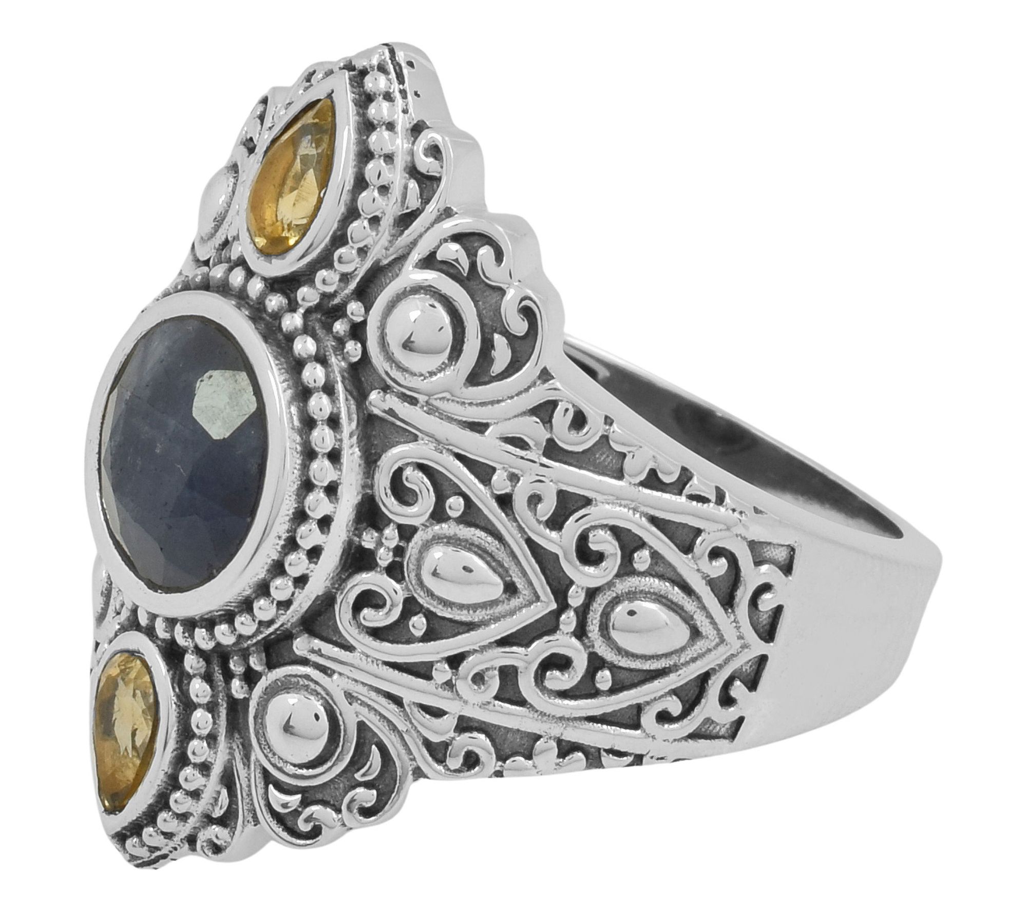 Artisan Crafted Sterling Silver Citrine & Sapphre Ring - QVC.com