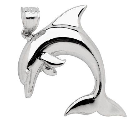 Sterling 2-D Dolphin Pendant - QVC.com