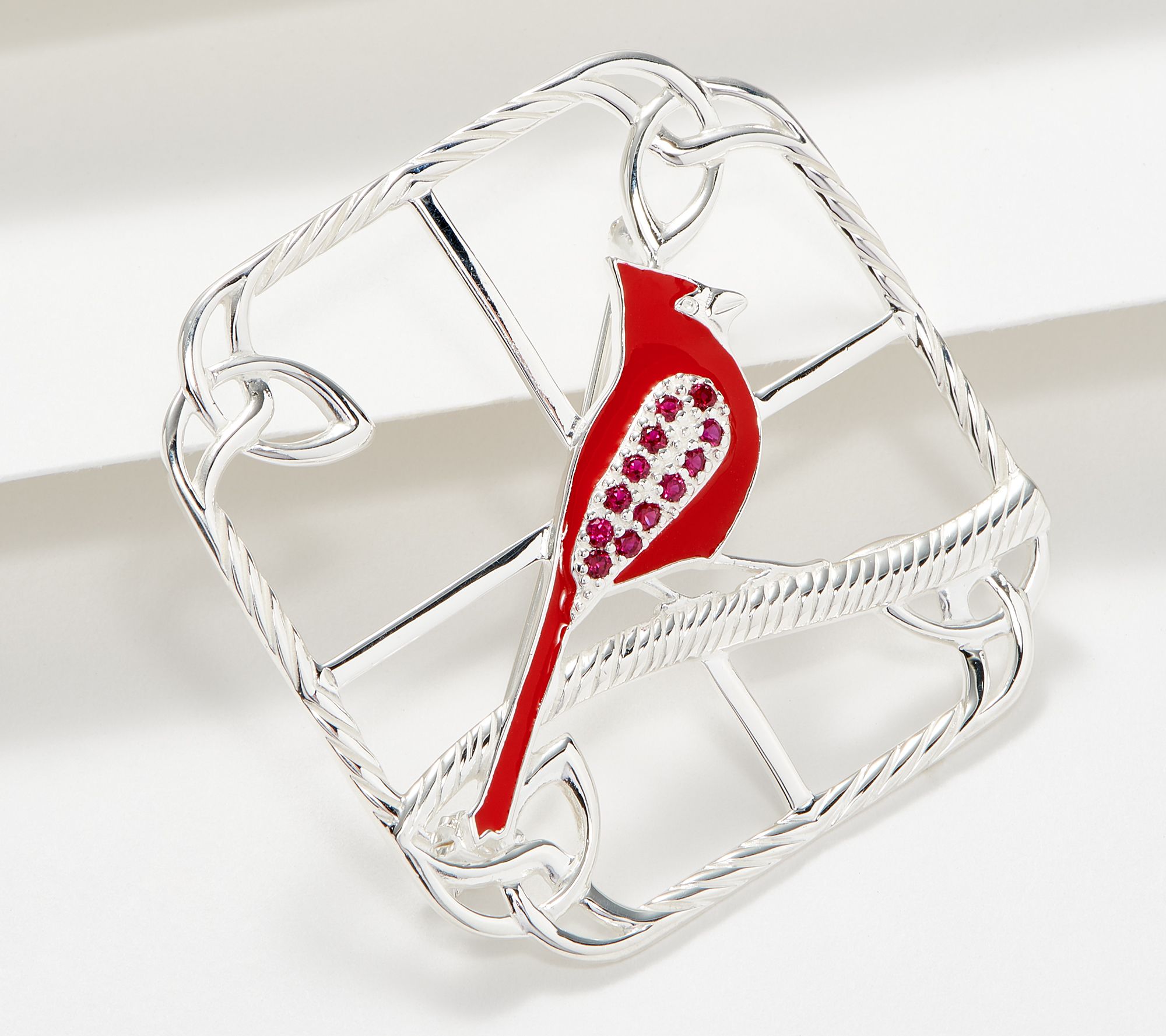 "As Is" JMH Jewellery Diamonique Sterling Silver Cardinal Pin - QVC.com