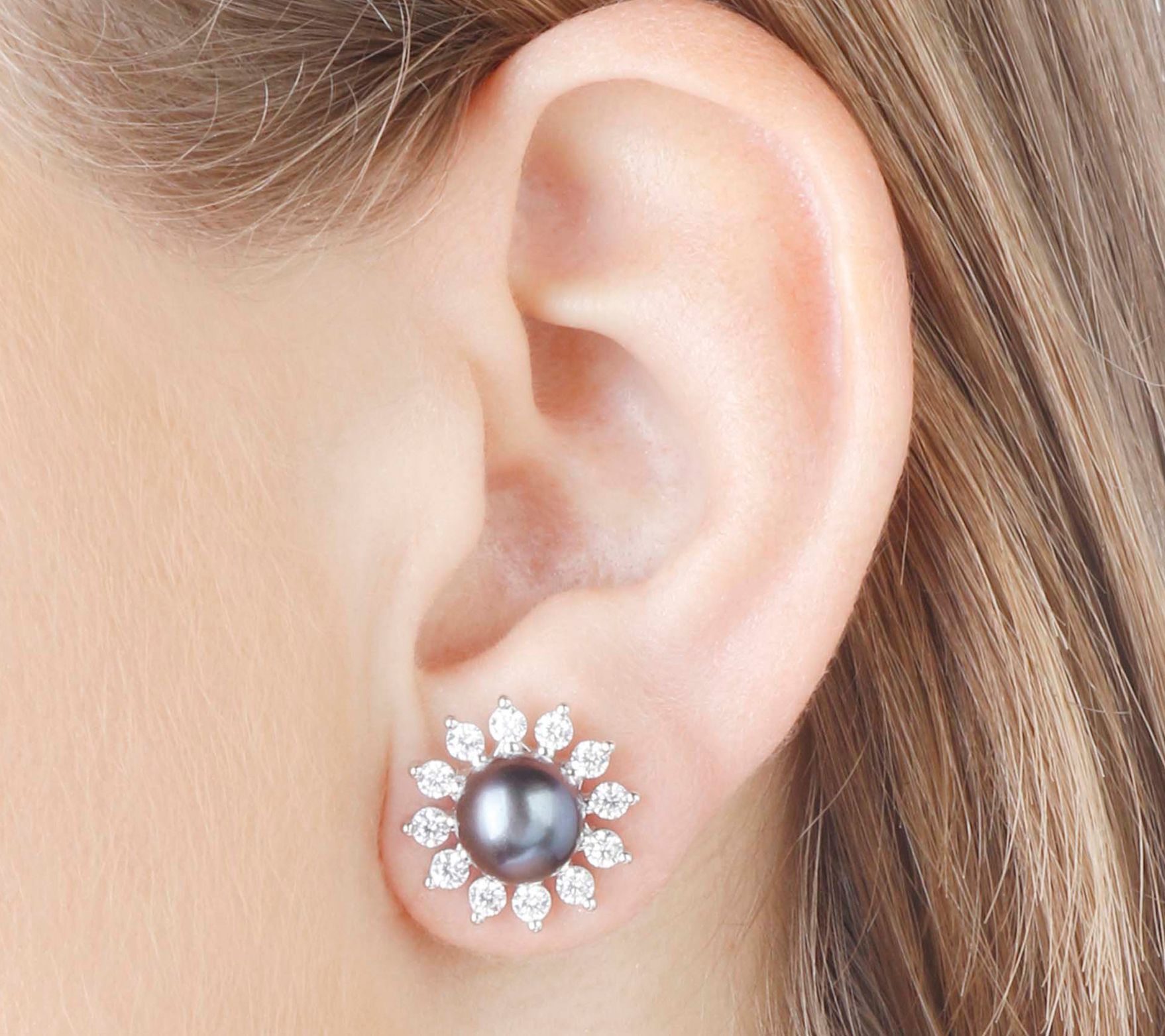 Diamonique x Affinity Cultured Pearl Stud Earrings, Sterling - QVC.com