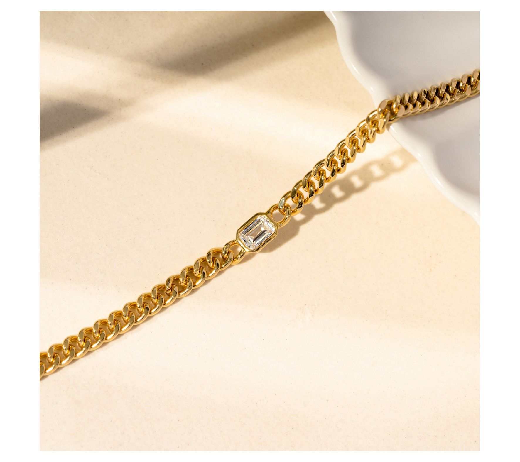 14K Gold Plated Cubic Zirconia Station Curb Chain Necklace - QVC.com