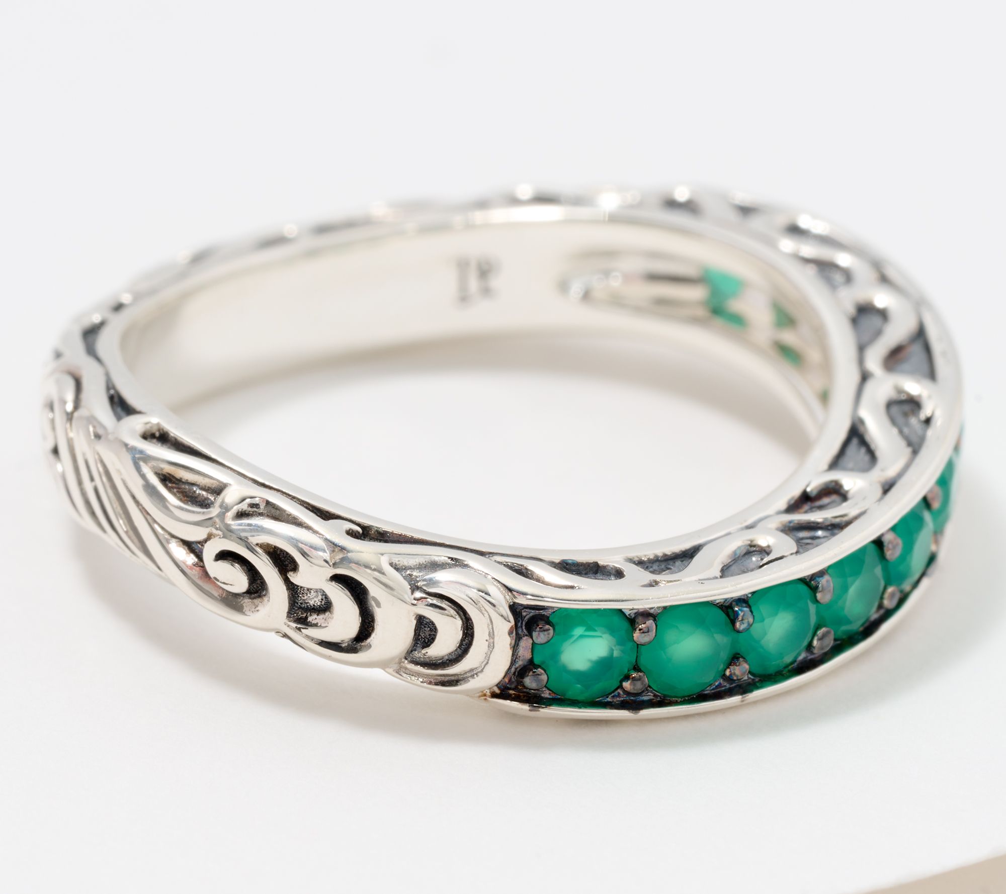 Third Person Sterling Silver Pave Gemstone Swirl Band Ring - QVC.com