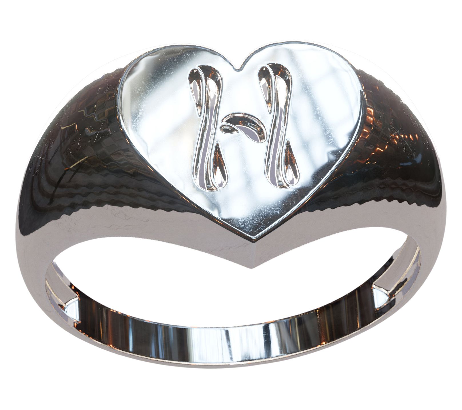 Heights Jewelers Sterling Personalized Heart Initial Ring - QVC.com