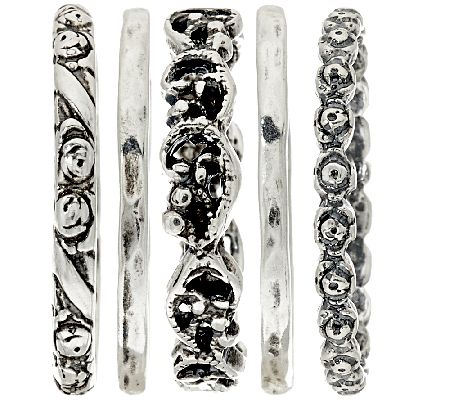 Or Paz Sterling Silver Set of 5 Stack Rings - QVC.com