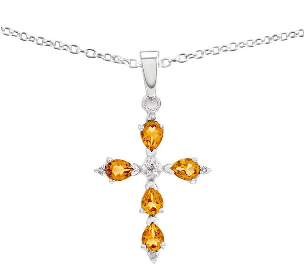 Sterling Choice of Gemstone Cross Pendant w/ 18" Chain - QVC.com