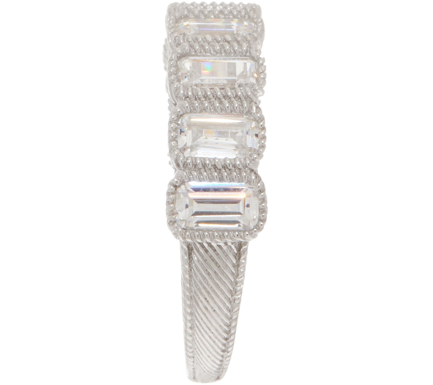 "As Is" Judith Ripka Sterling or 14K Clad Baguette Diamonique Ring ...