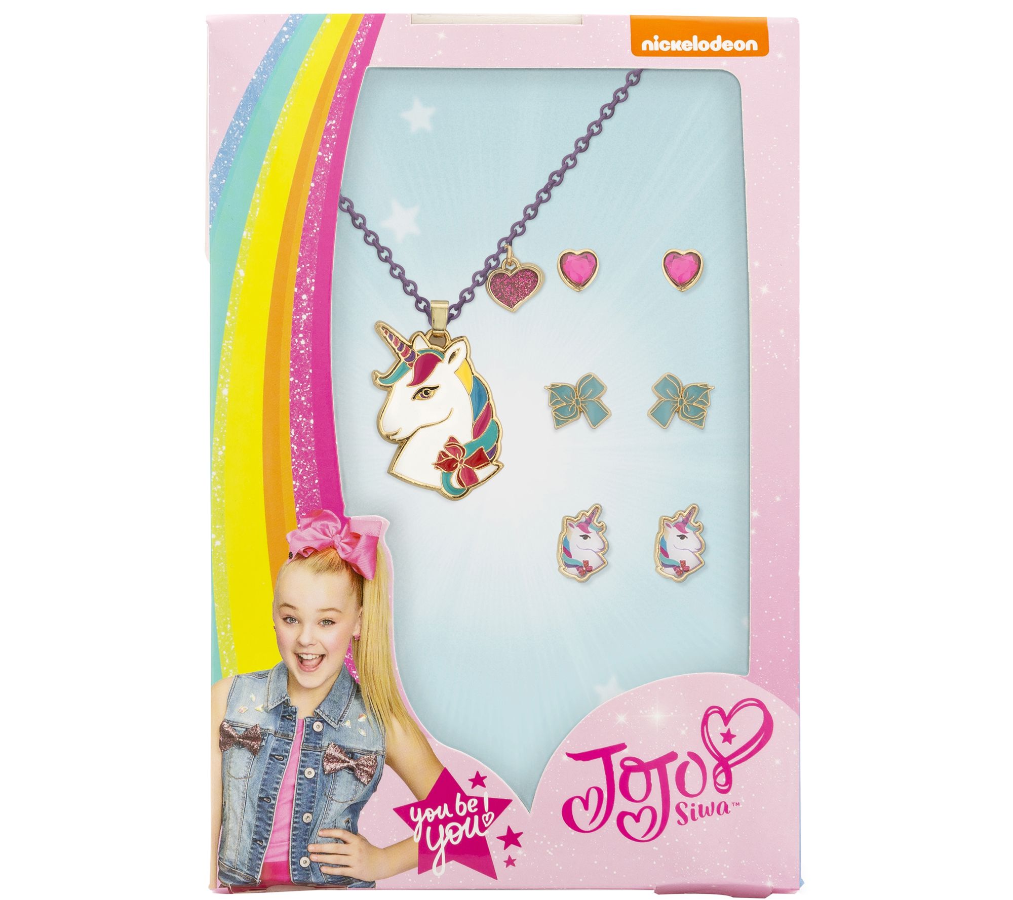 JoJo Siwa Unicorn Pendant and Multi-Earring Stud Set - QVC.com