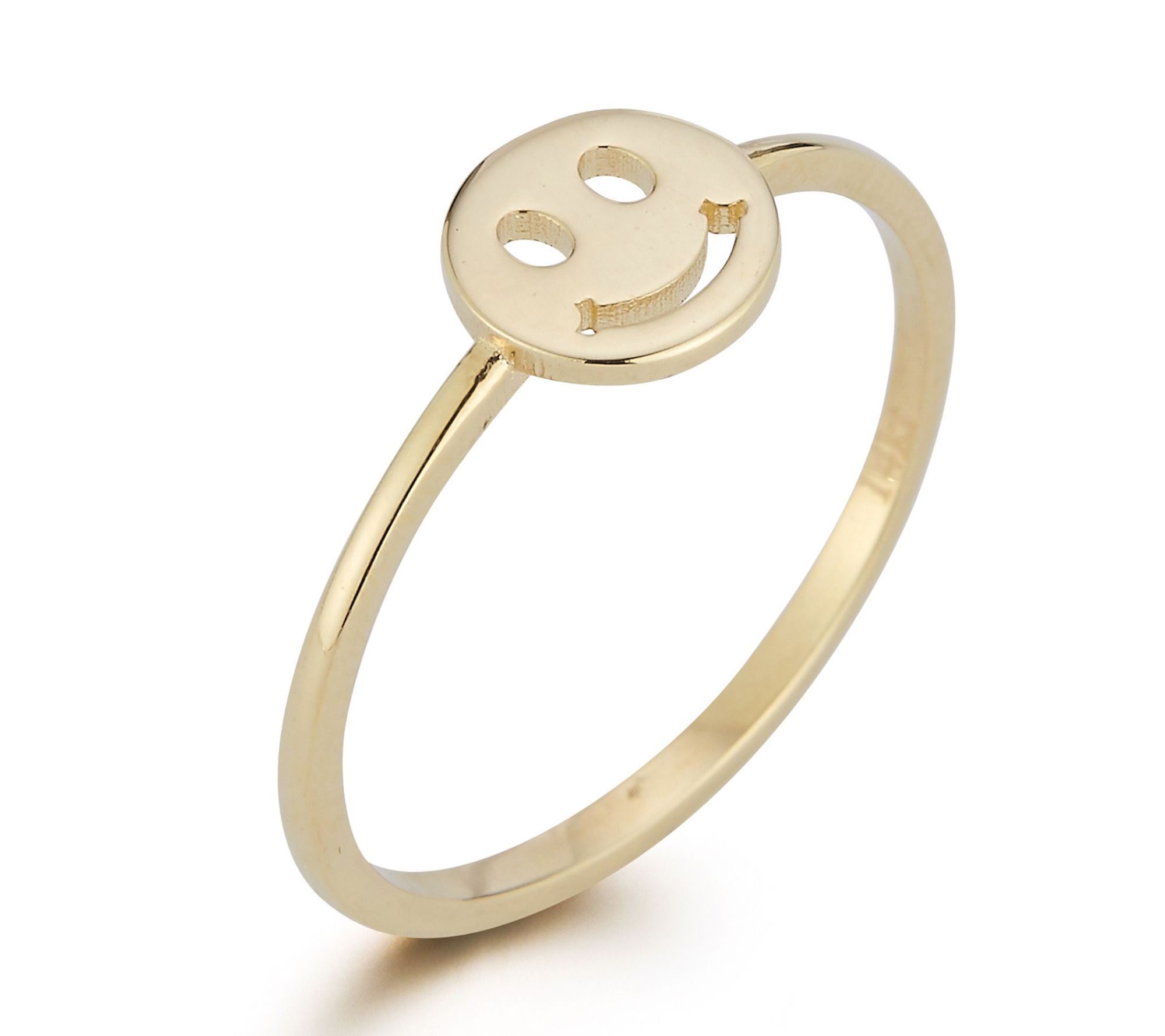 Luminosa Gold Smiley Face Ring, 14K - QVC.com