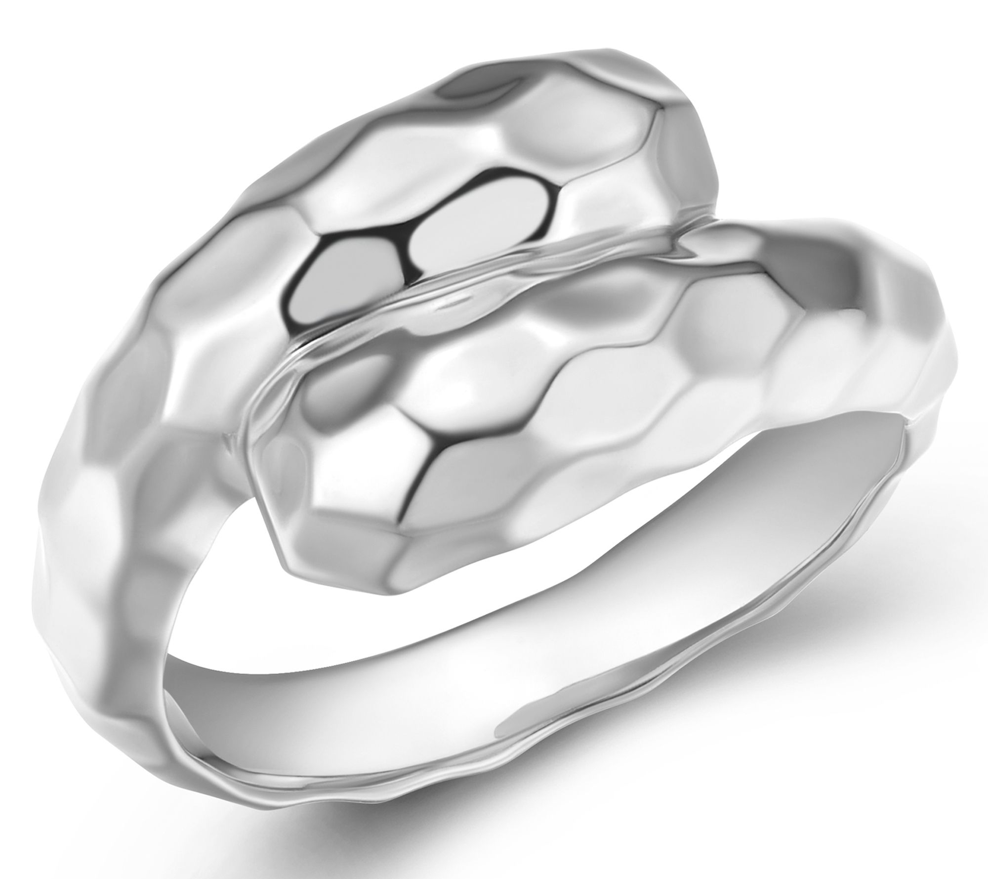 Silver Style Hammered Bypass Ring, Sterling - QVC.com