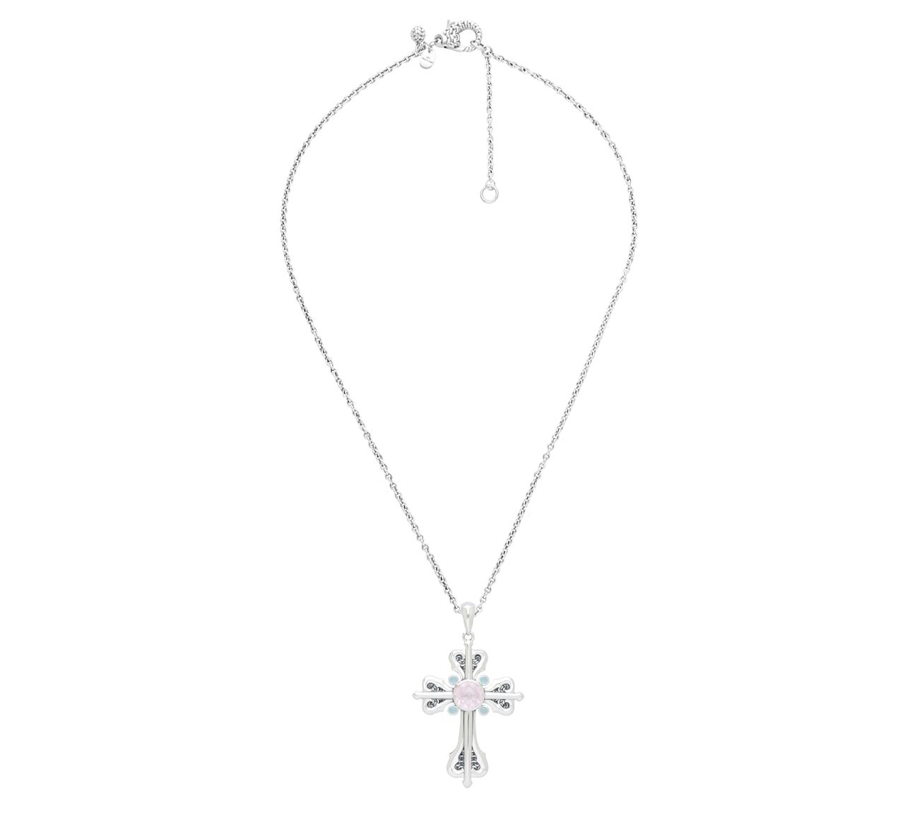 Tiffany Kay Studio Sterling Gemstone Cross Pendant w/ Chain - QVC.com