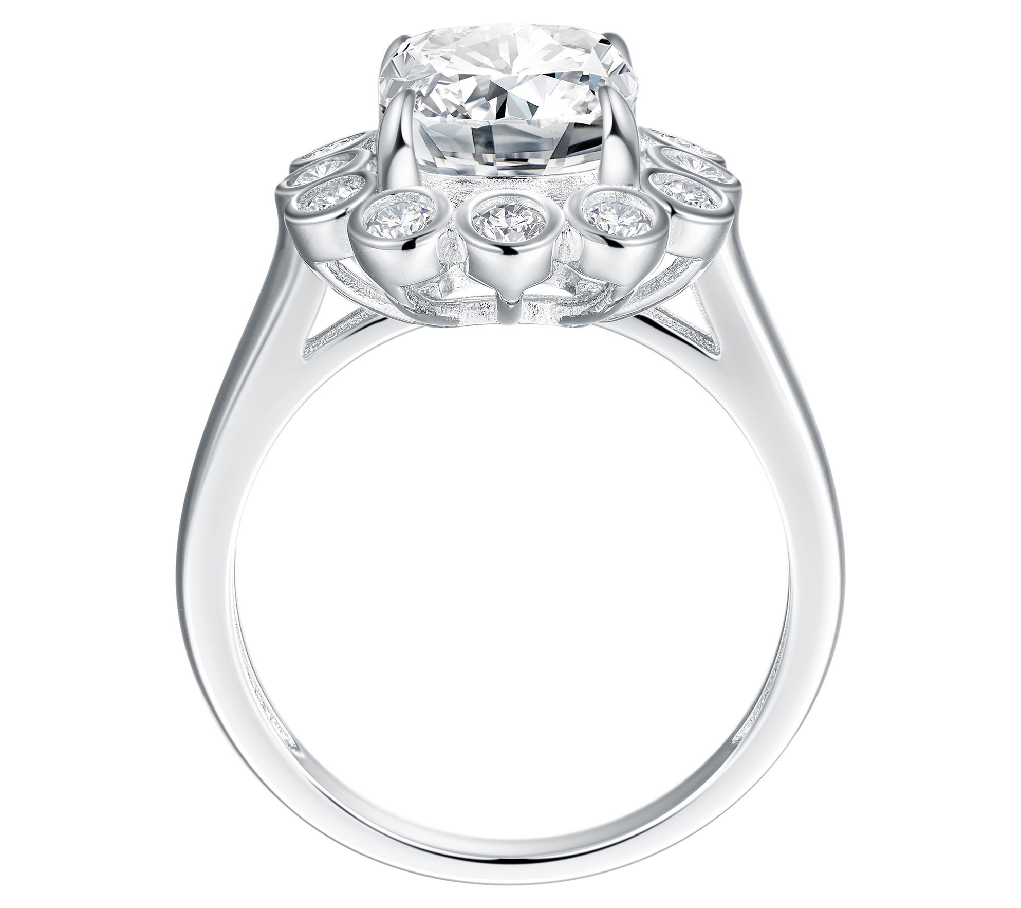 Diamonique 4.80 Halo Engagement Ring, Sterling Silver - QVC.com
