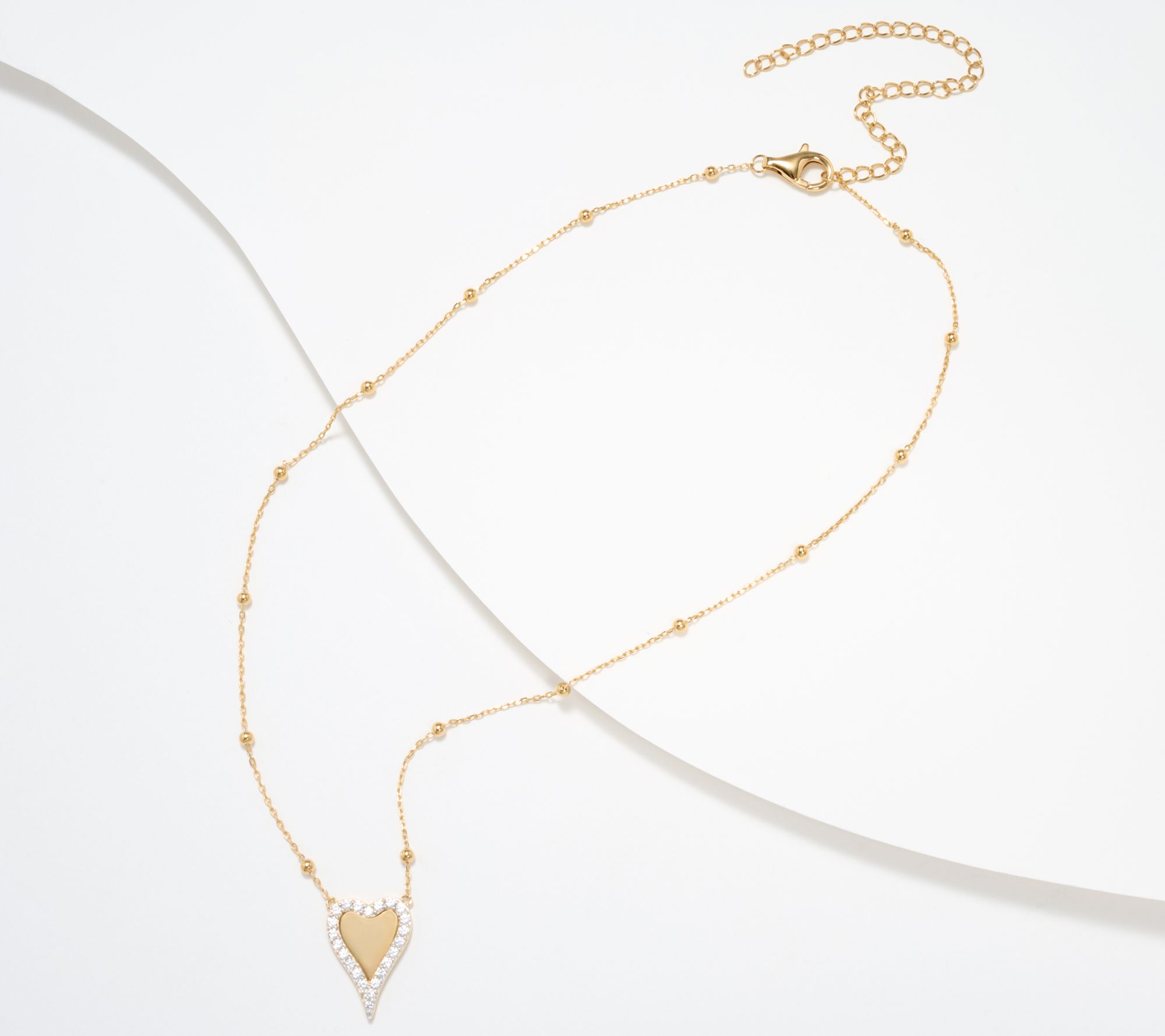 Diamonique x Jennifer Miller Pave Halo Heart Necklace, Sterling Silver ...