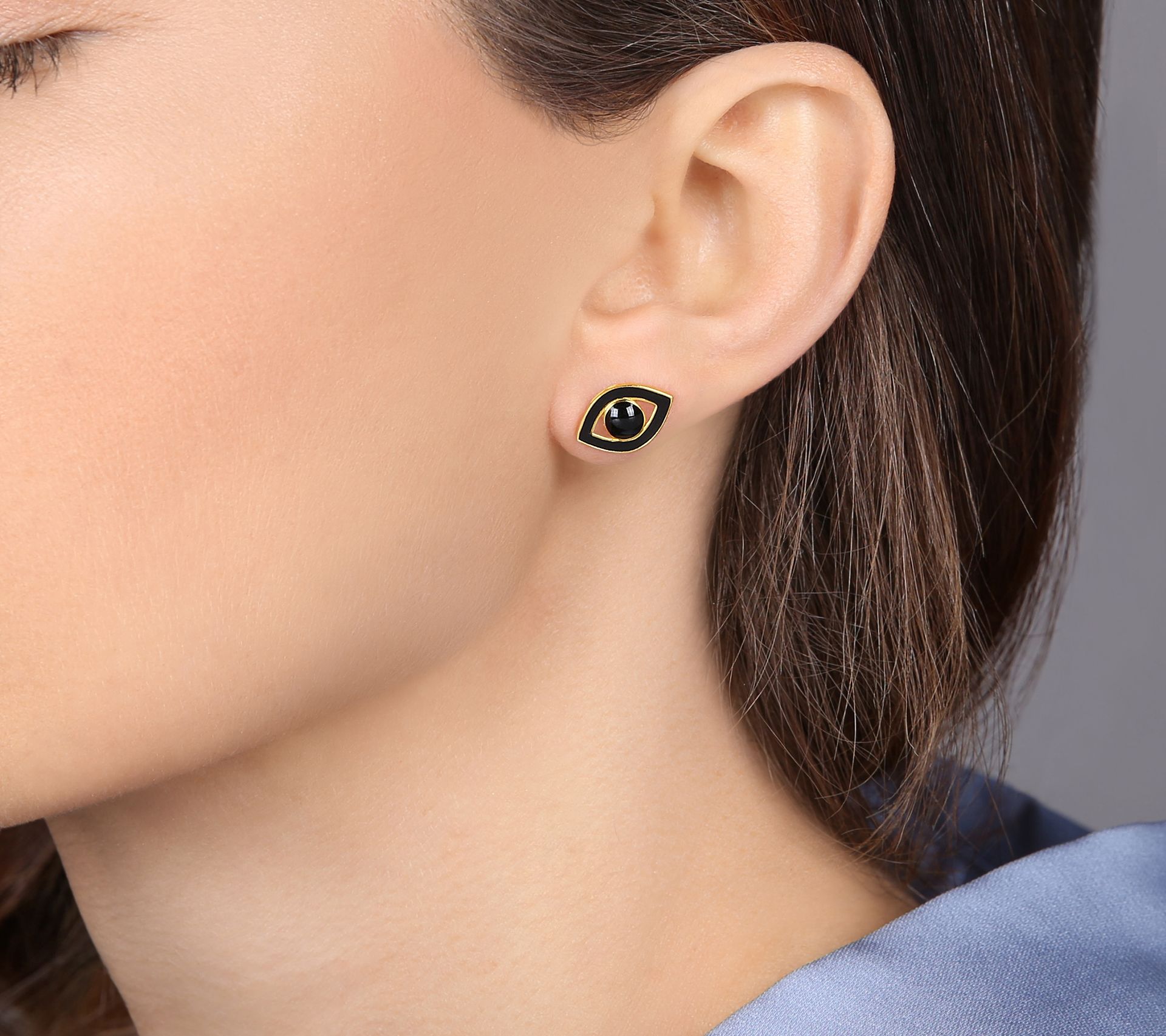 Netali Nissim Enamel Evil Eye Stud Earrings, 18K Gold Plated - QVC.com
