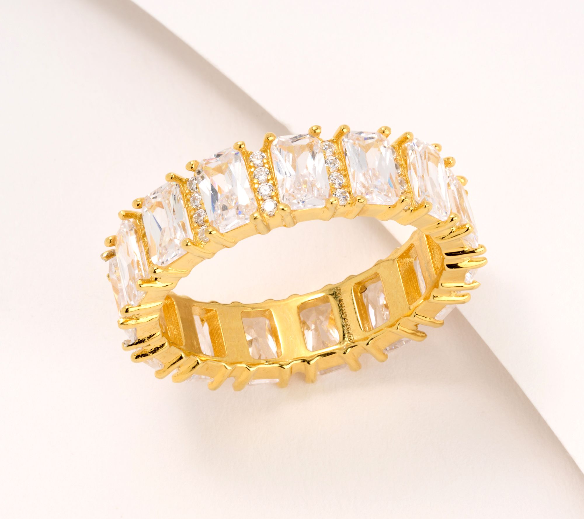 "As Is" Diamonique Classics Emerald Cut Band Ring, SS - QVC.com