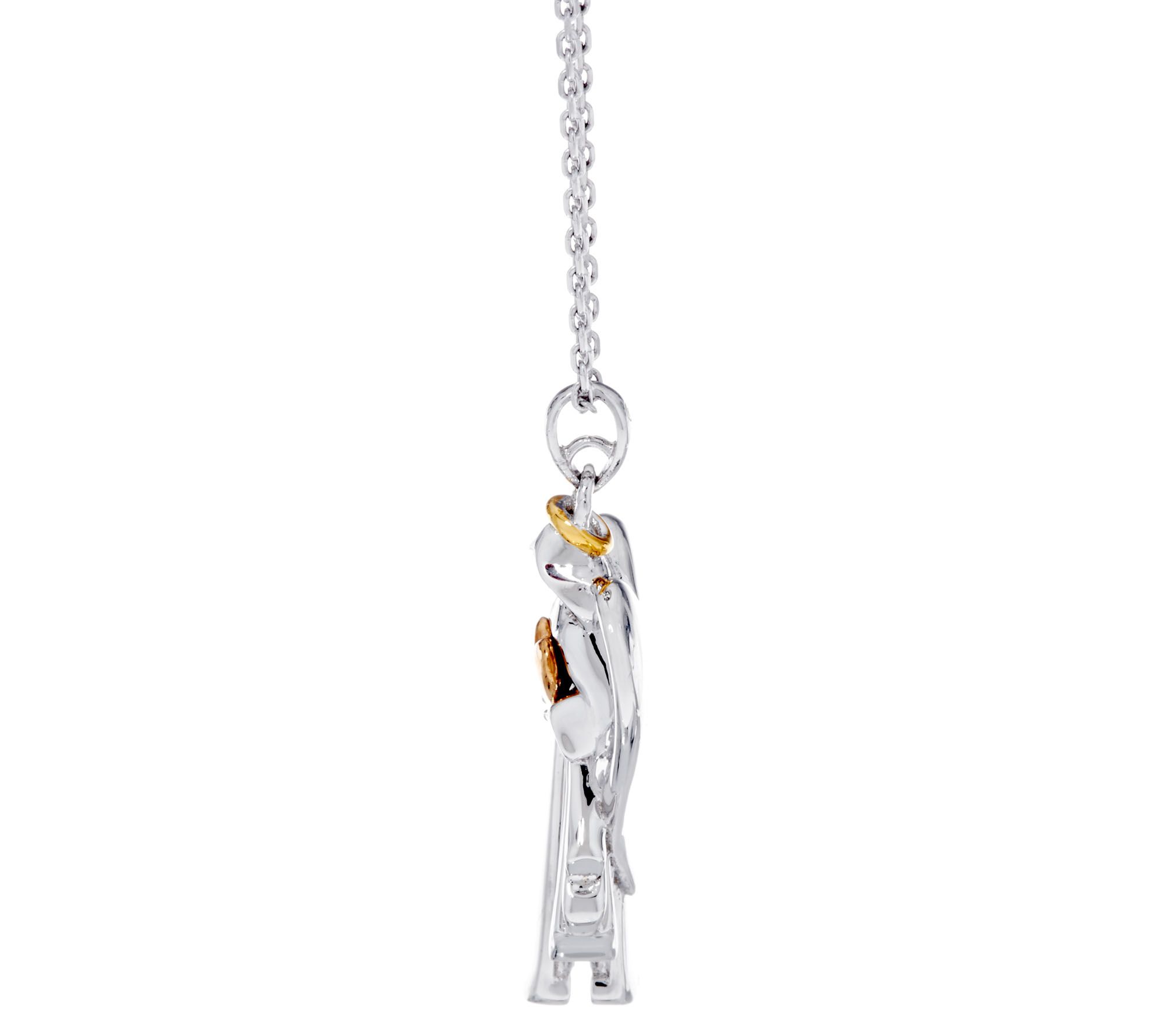 Hallmark Sterling Two-Tone Heart Angel Pendant with 32" Chain - QVC.com