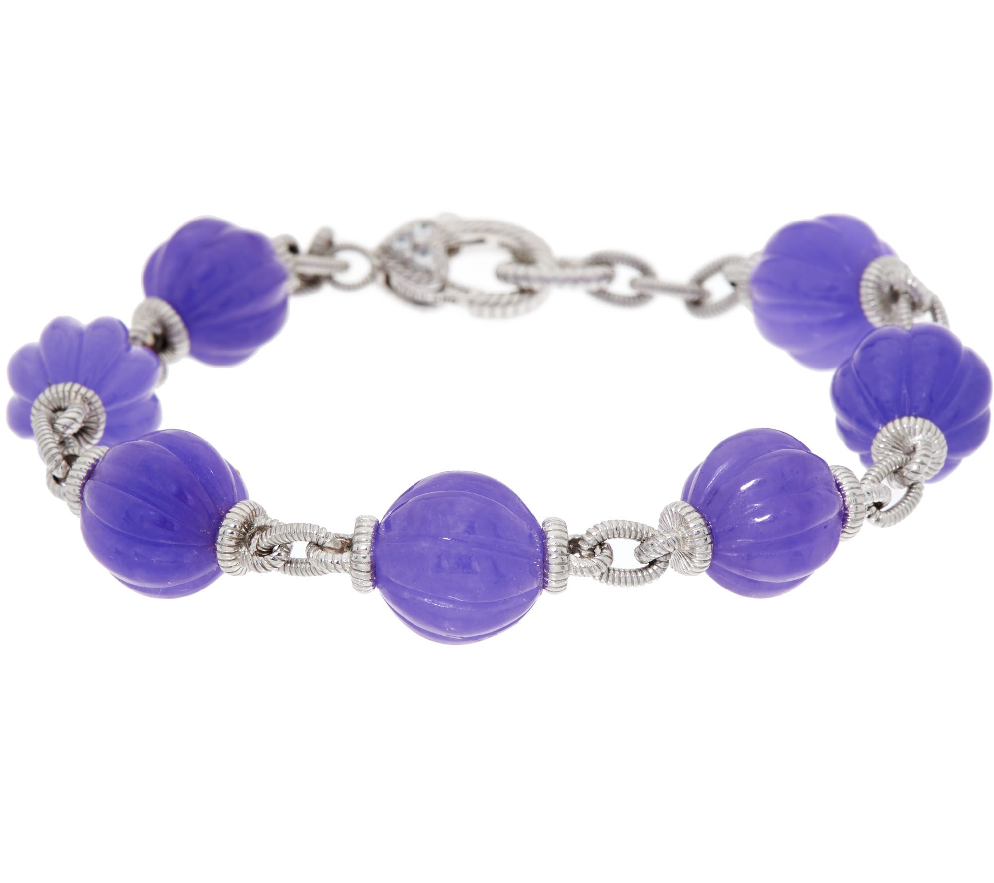 Judith Ripka Sterling Fluted Jade Bead 8" Bracelet - QVC.com