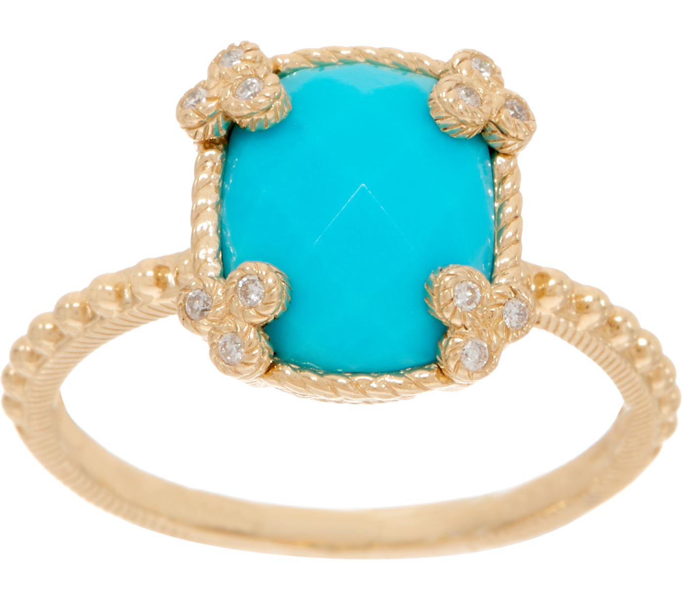"As Is" Judith Ripka 14K Gold Faceted Turquoise Ring - QVC.com