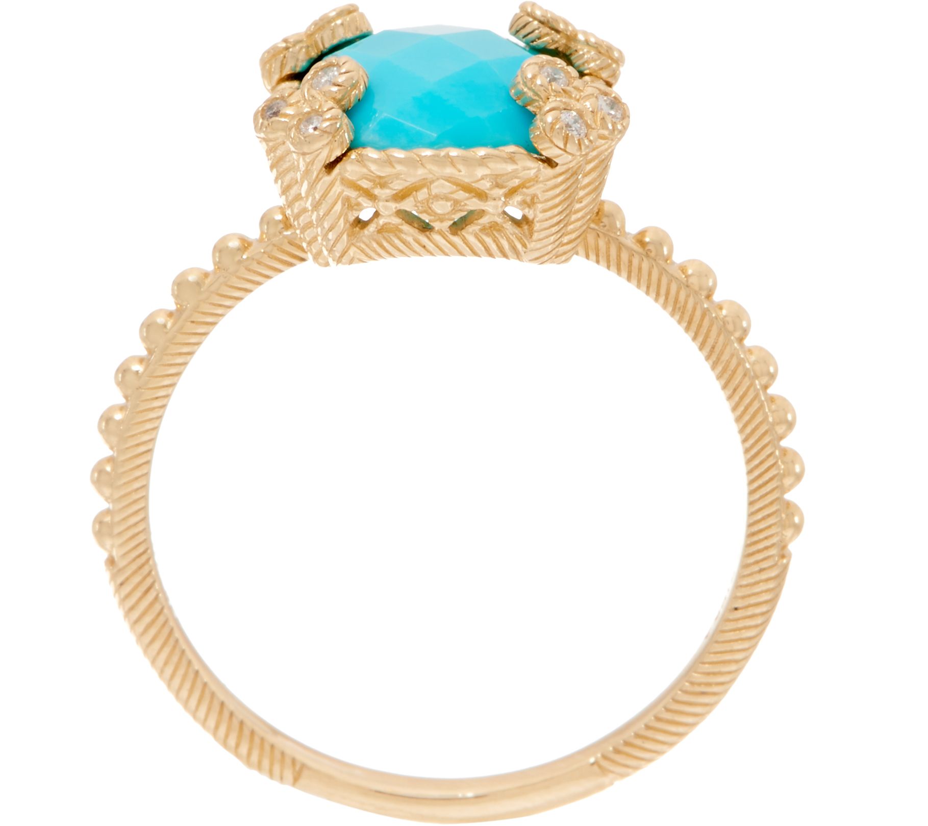 "As Is" Judith Ripka 14K Gold Faceted Turquoise Ring - QVC.com