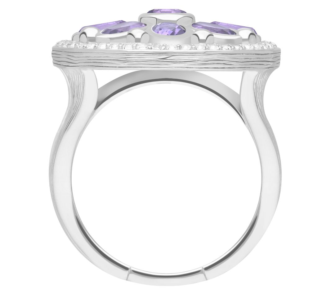 Ariva Sterling Silver Amethyst Medallion Ring - QVC.com