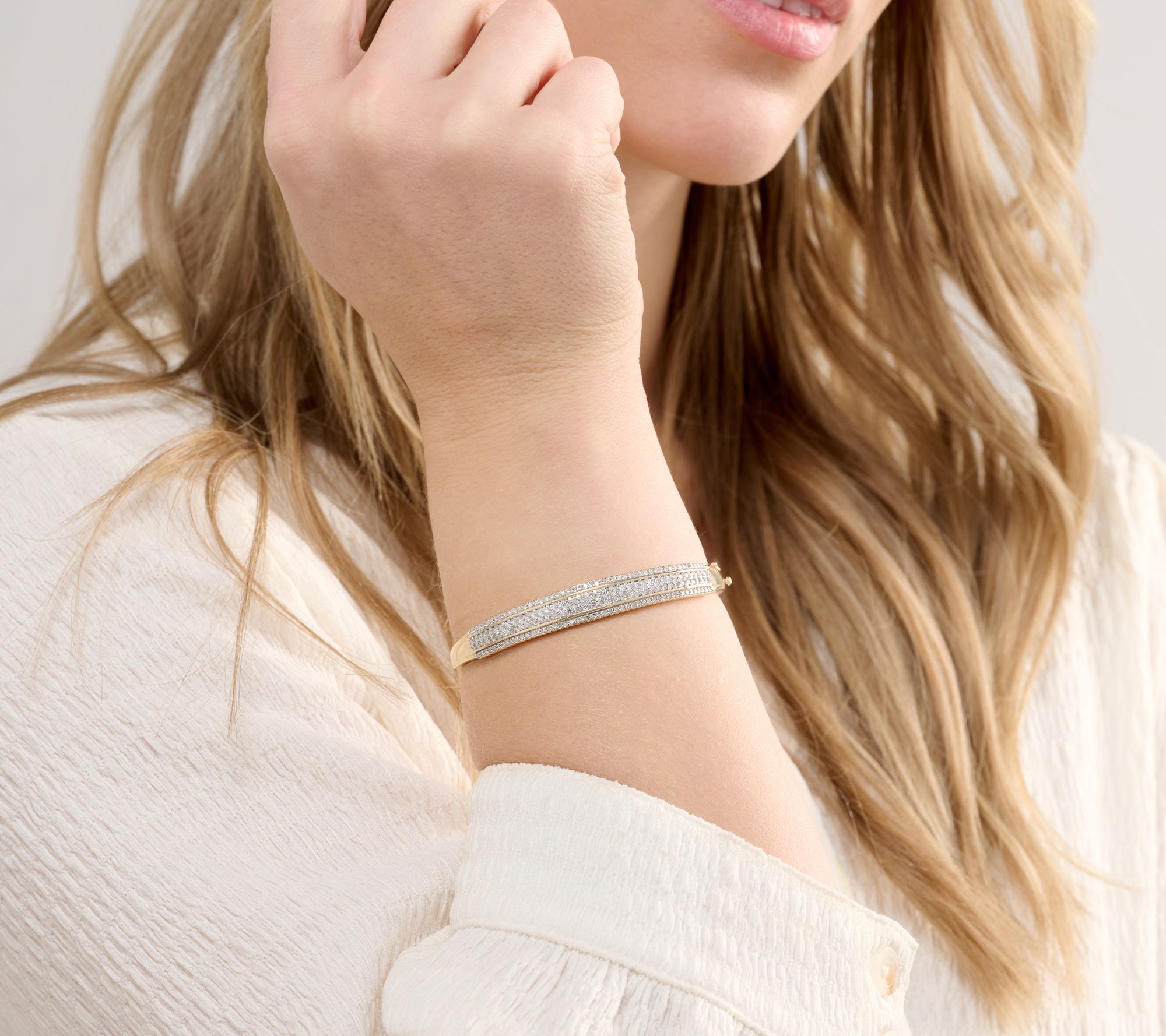 "As Is" Affinity Diamonds Round Diamond Bangle, 2.25cttw, 14K - QVC.com