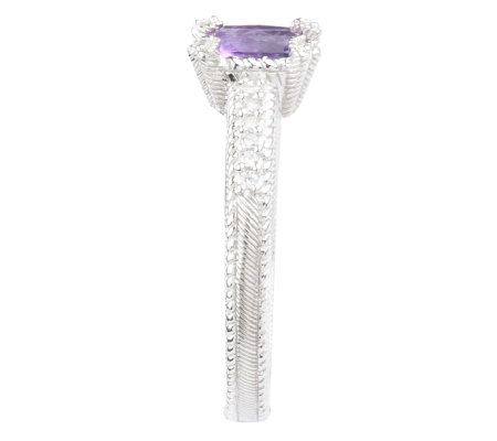 "As Is" Judith Ripka Sterling Gemstone Princess Cut Stack Ring - QVC.com