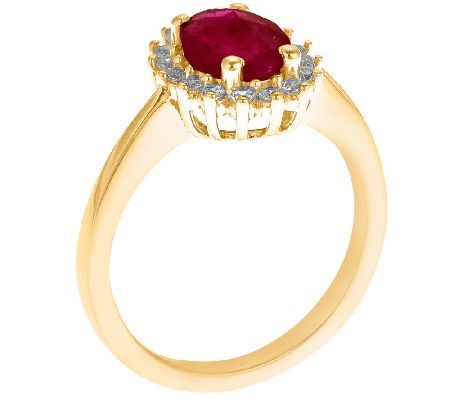 Premier 1.25cttw Oval Ruby & Diamond Ring, 14K - QVC.com