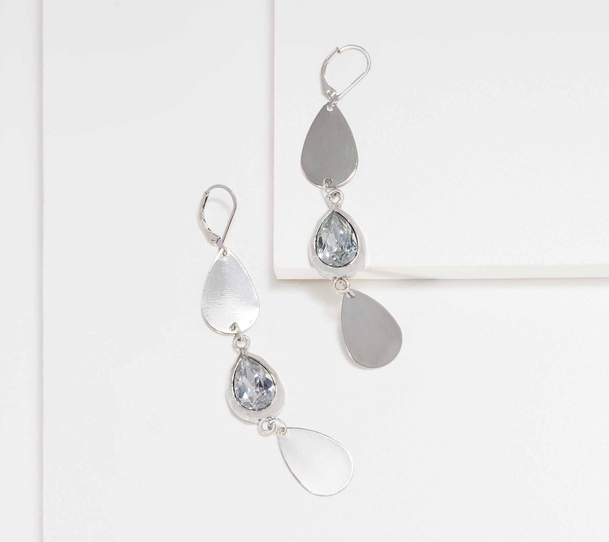 The Charlotte - Triple Teardrop Crystal Earrings - QVC.com