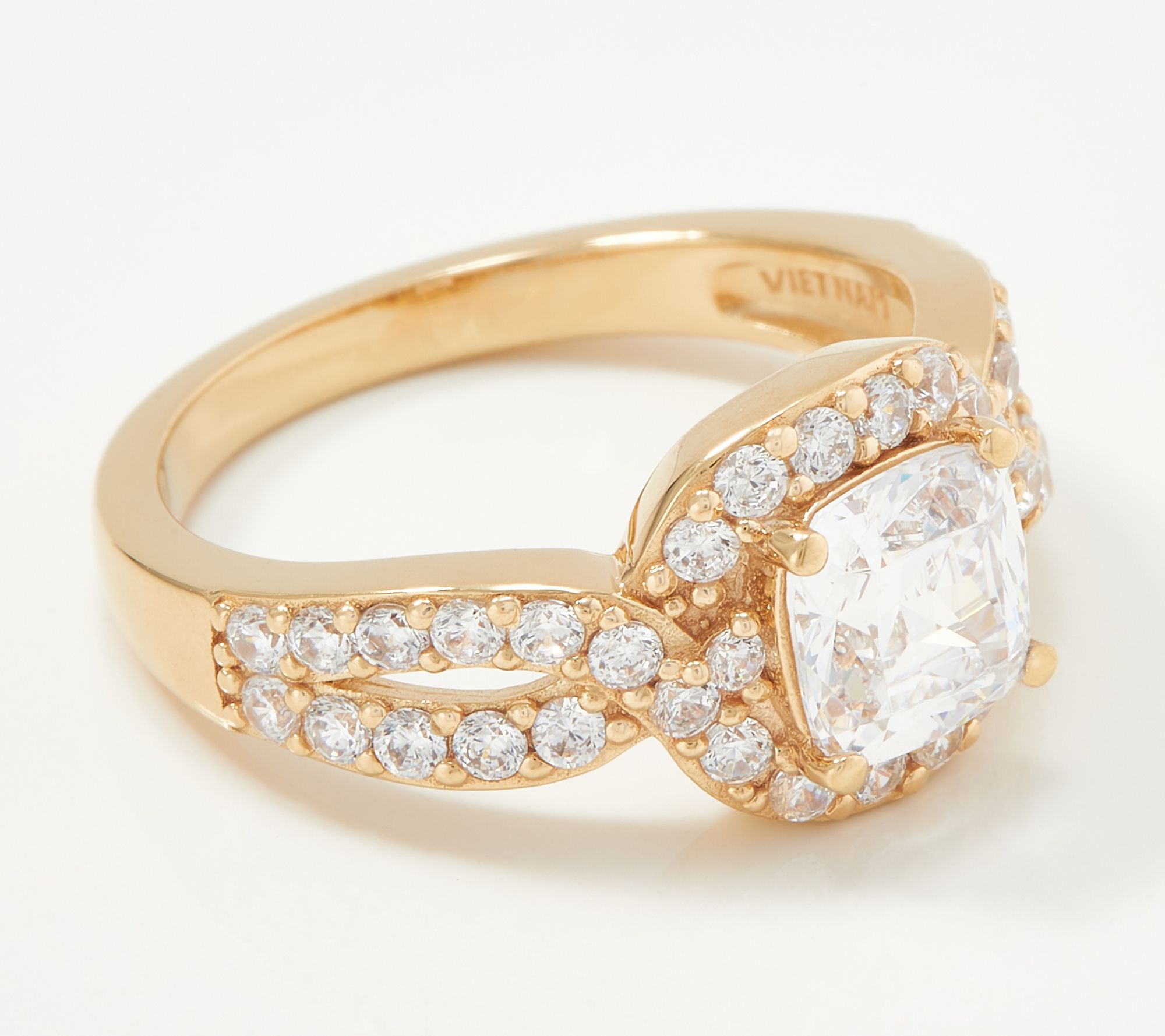 Colors of Diamonique Square Classic Clear Ring, Sterling Silver - QVC.com