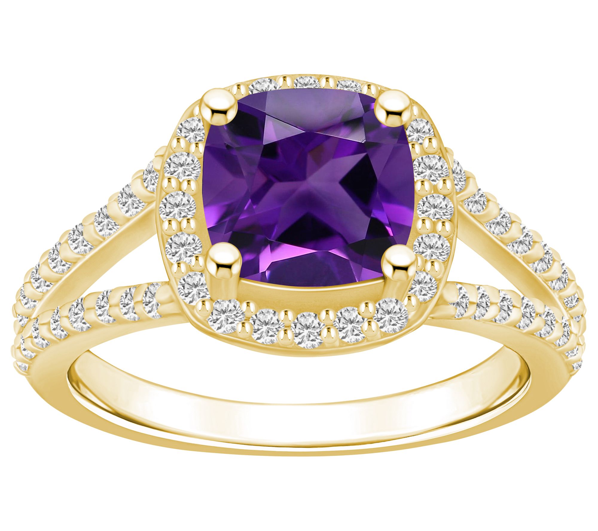 Affinity Gems Cushion Cut Gemstone & Diamond Rig, 14K Gold - QVC.com