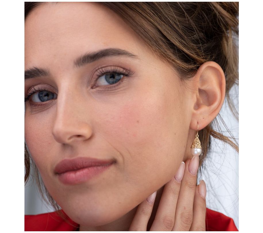 Adi Paz 14K Gold Cultured Pearl Filigree DangleEarrings - QVC.com