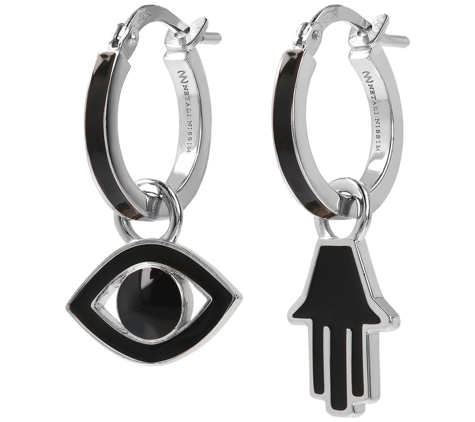 Netali Nissim Enamel Evil Eye & Hamsa Earrings,Sterling - QVC.com