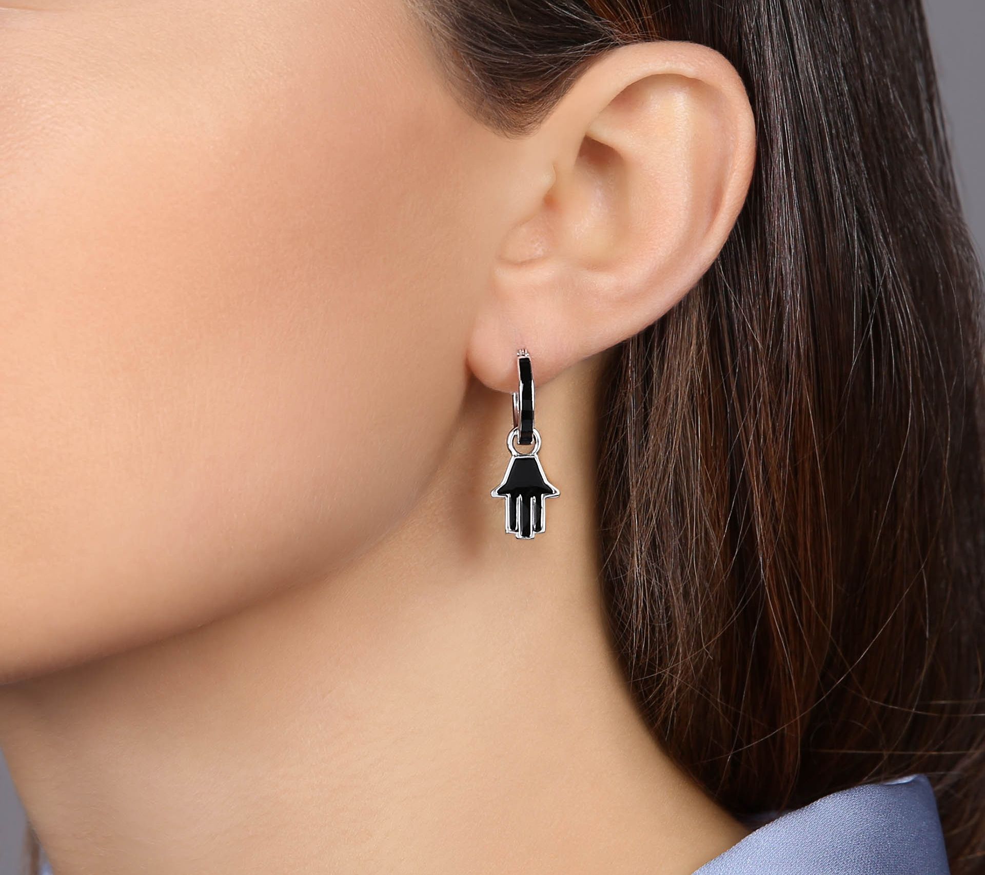 Netali Nissim Enamel Evil Eye & Hamsa Earrings,Sterling - QVC.com