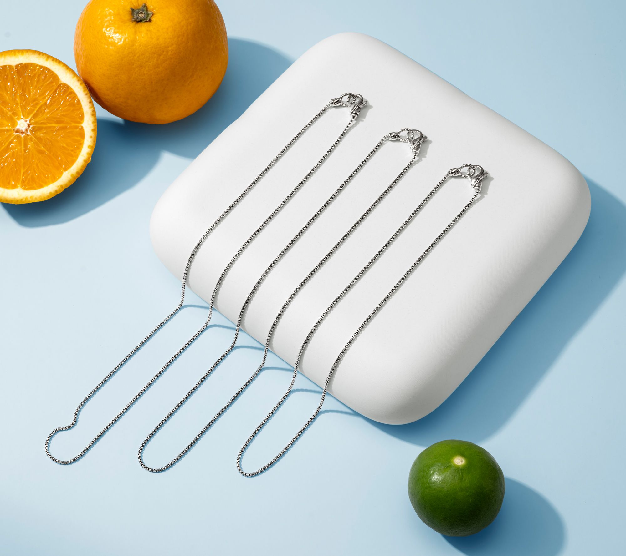 JAI Sterling Silver 16-20" Baby Box Chain Necklace - QVC.com