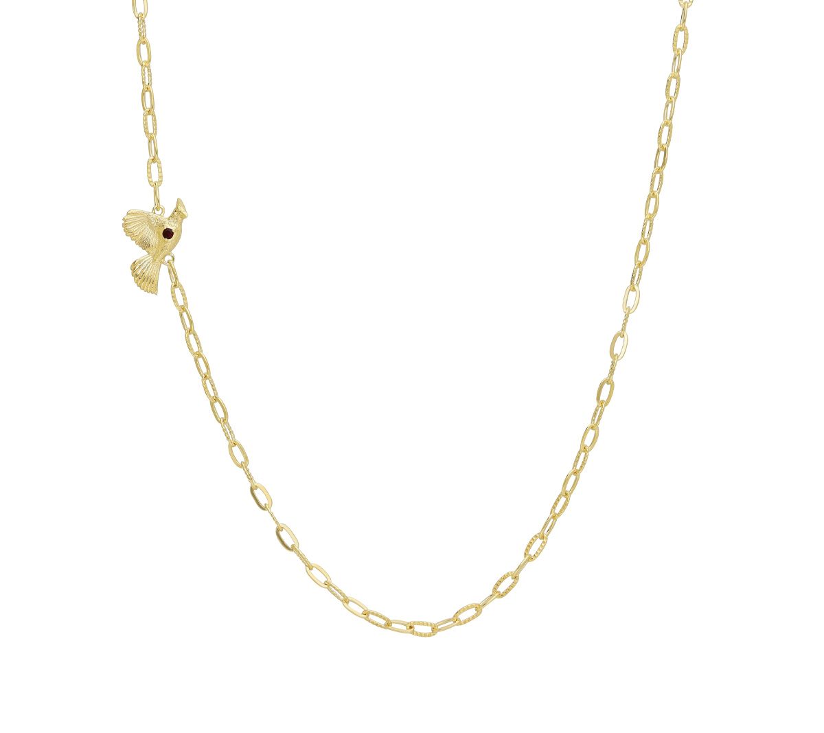 Goddaughters Garnet Cardinal Station Necklace 14K Gold Clad QVC